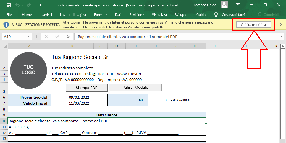 Tulks Ciparu Piecelties foglio excel preventivo Aizrauj smadzenes ...
